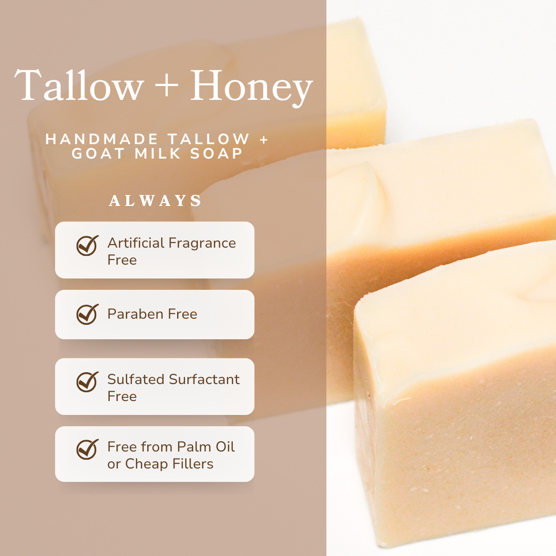 Pure Tallow + Honey Fragrance Free Handmade Tallow and Goat Milk Soap ...